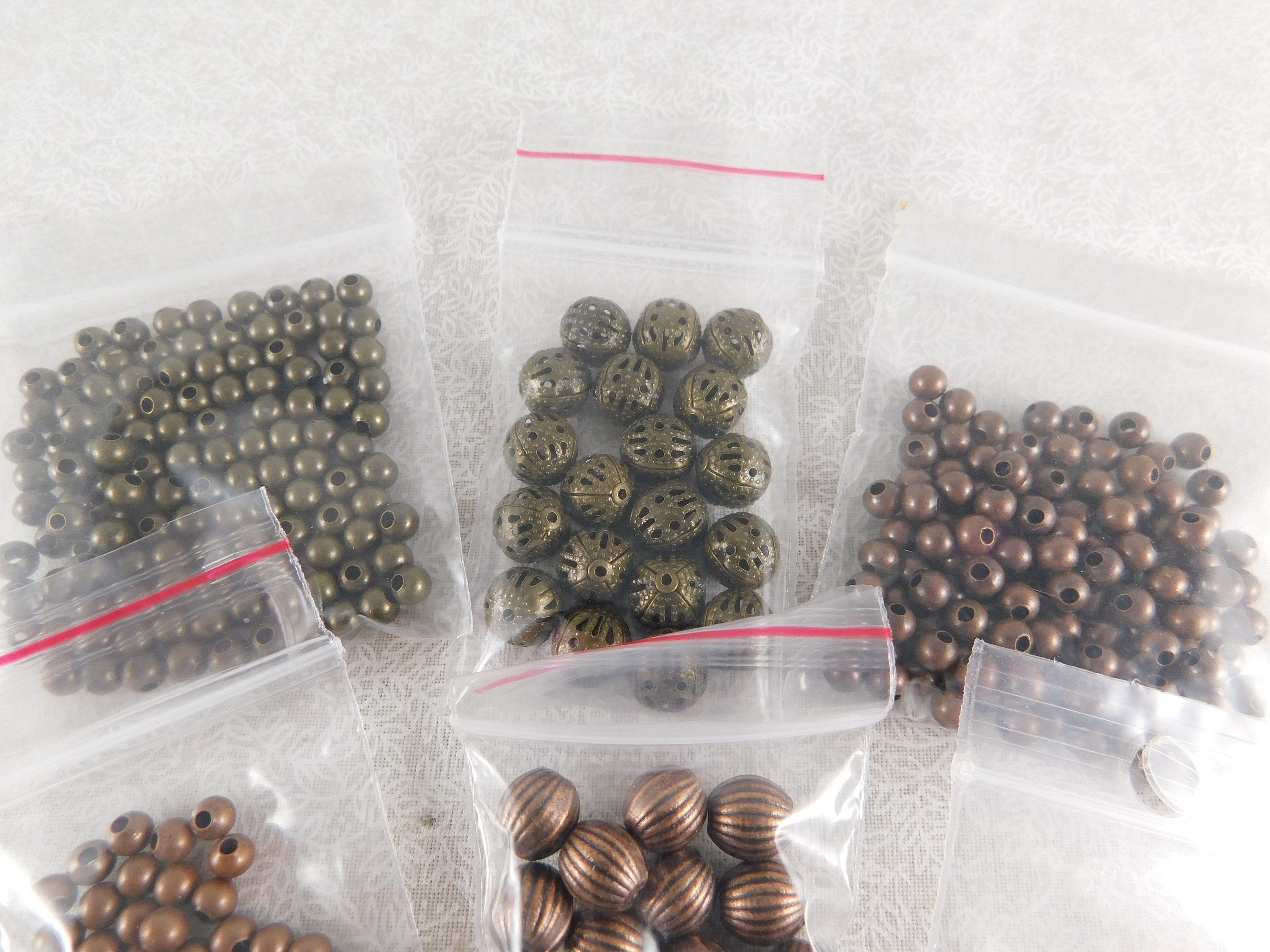 Vintage Antiqued Brass & Copper Spacer Beads, 6 Bags400 Pcs., Smooth, Ribbed and Filigree ...