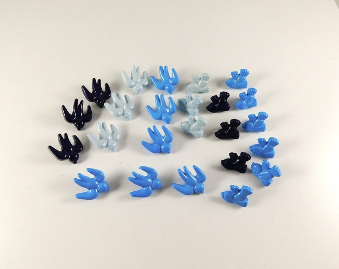 24 Blue Bird Themed Buttons for Crafting, Kid's Crafts, 3 Colors, 2 ...