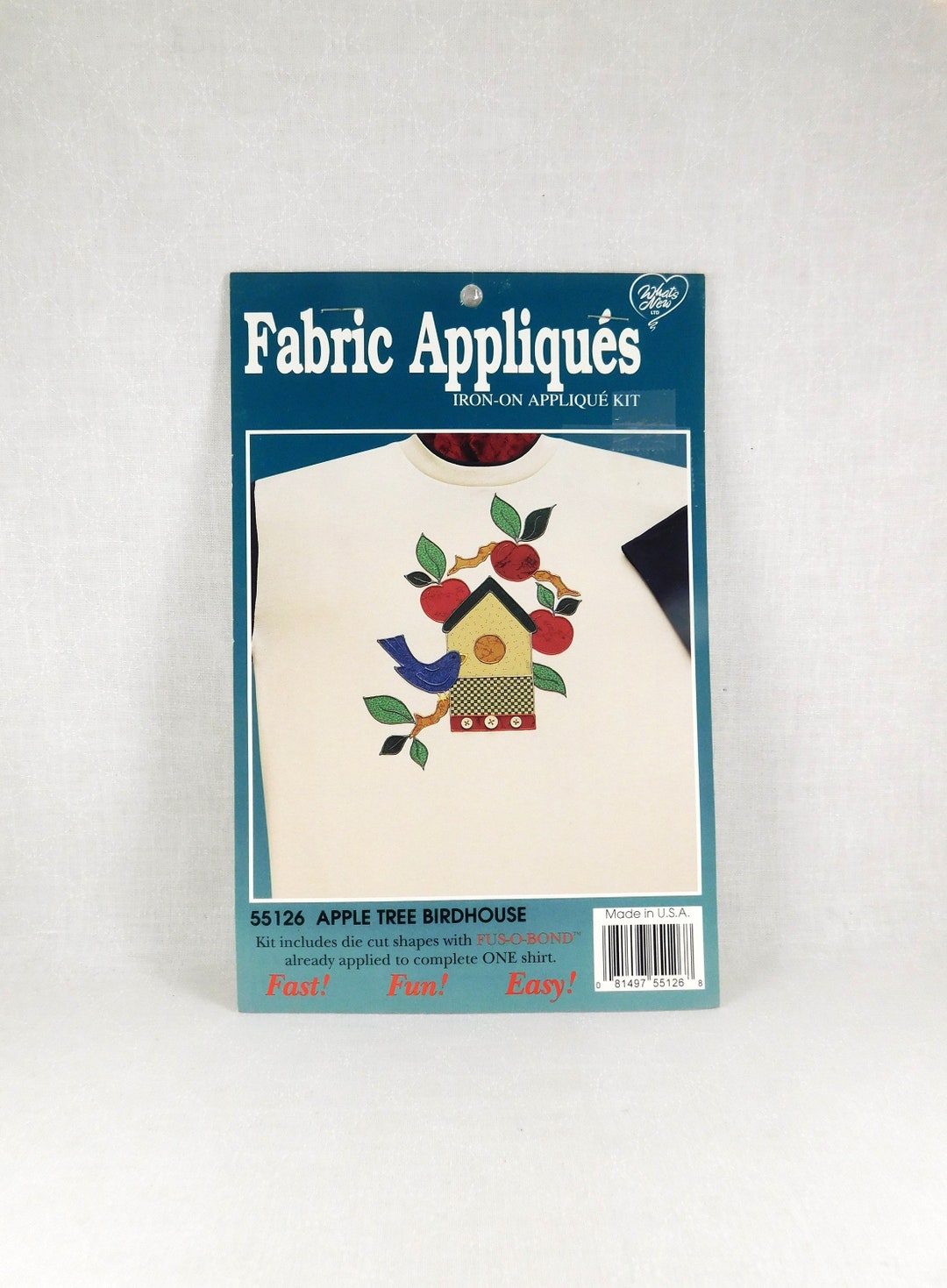 Vintage "apple Tree Birdhouse" Iron-on Fabric Applique Kit by What's ...