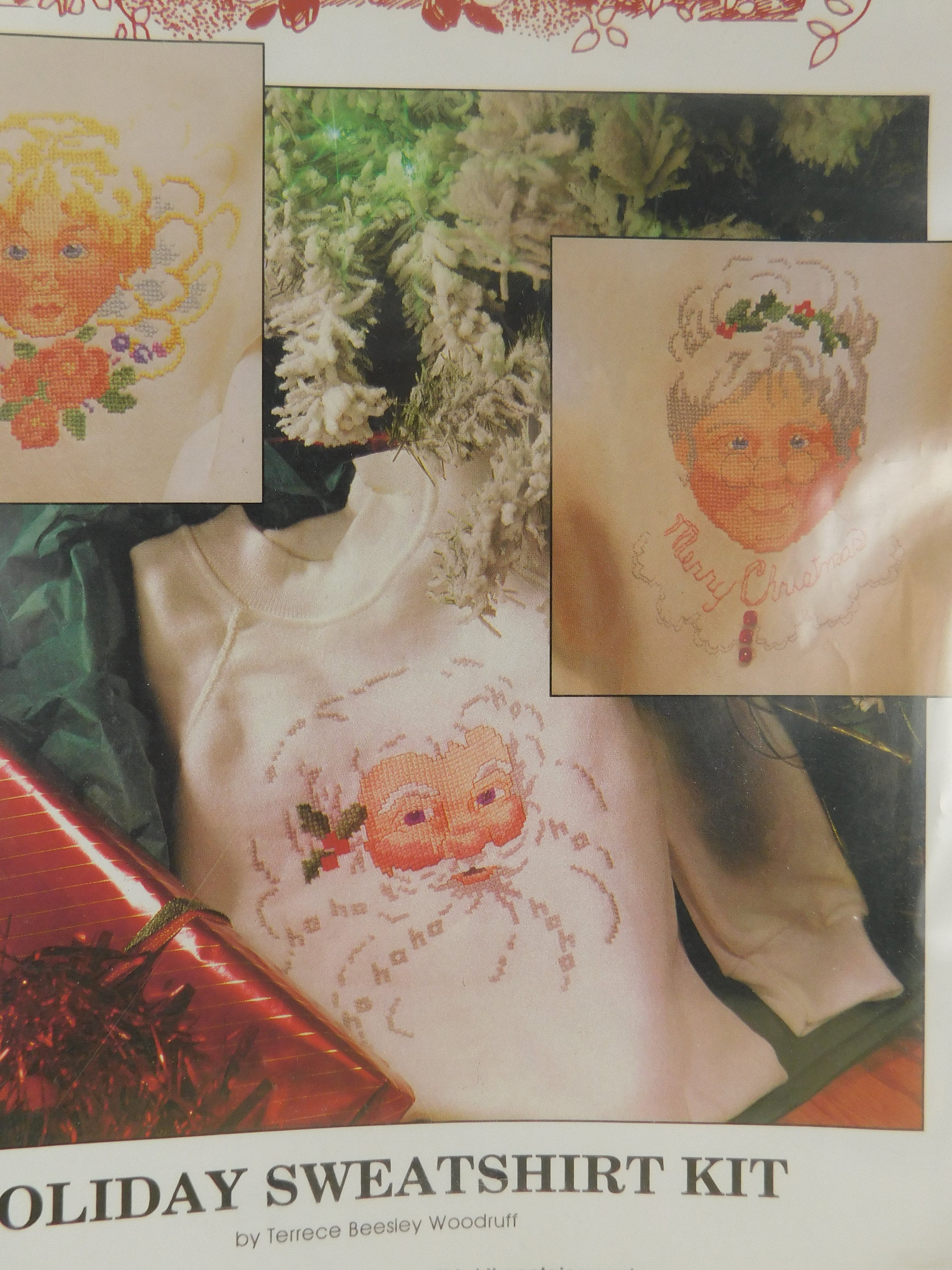 Vintage Vanessa Ann Collection mrs. Claus, Holiday Sweatshirt Kit, Counted Cross Stitch Clothing ...