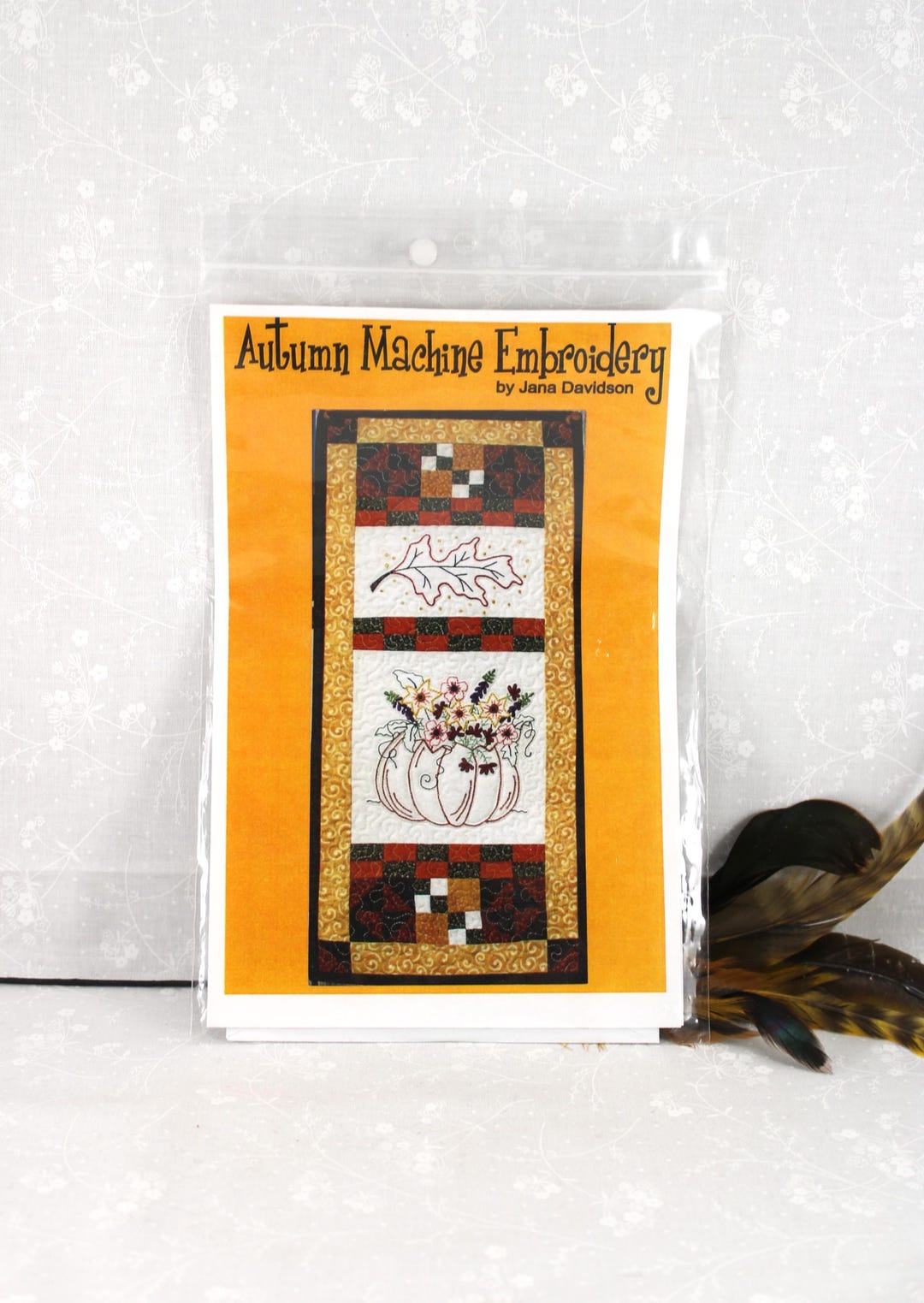 Autumn Machine Embroidery Table Runner: Pumpkin & Oak Leaf (disc ...