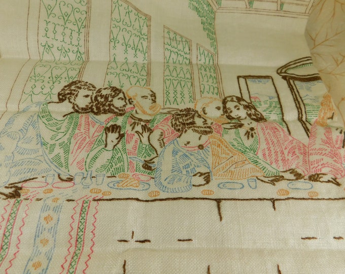 Colorted last Supper Embroidery Panel, M24, 1970's, Partially Finished ...