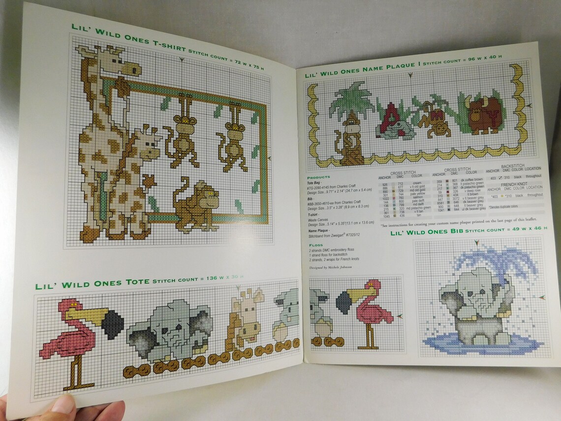 Vintage 2001 Lil Wild Ones Cross Stitch Pattern: Jungle Babies Color ...