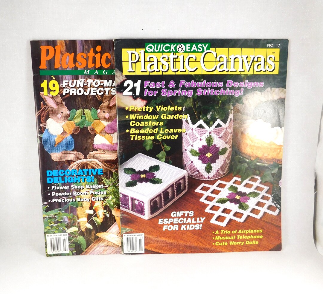 Two Vintage Plastic Canvas Magazines, 1992, Quick & Easy Pc/plastic ...