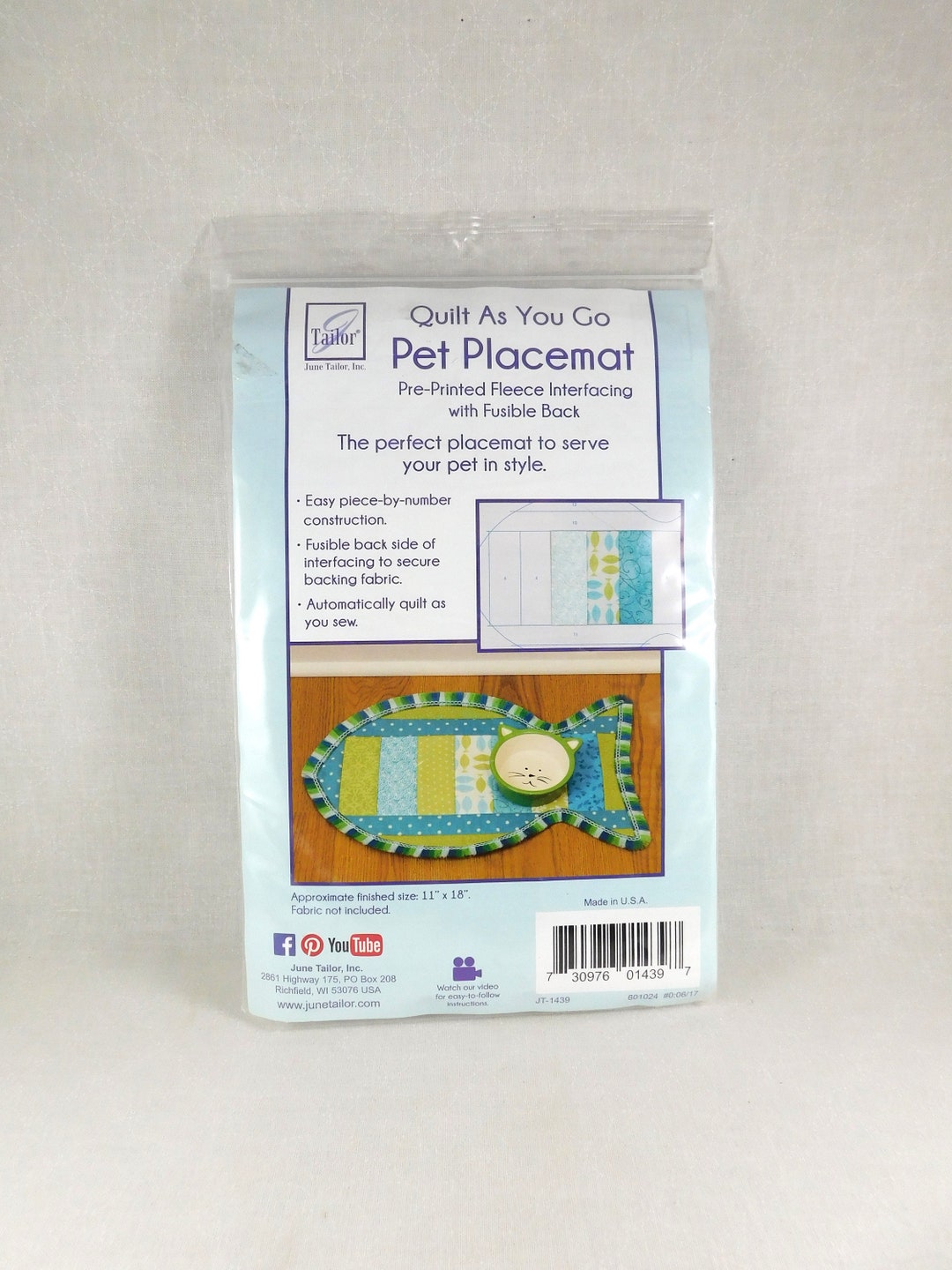 2017 Quilt as You Go "pet Placemat" Kit, June Tailor Inc., #JT-1439 ...