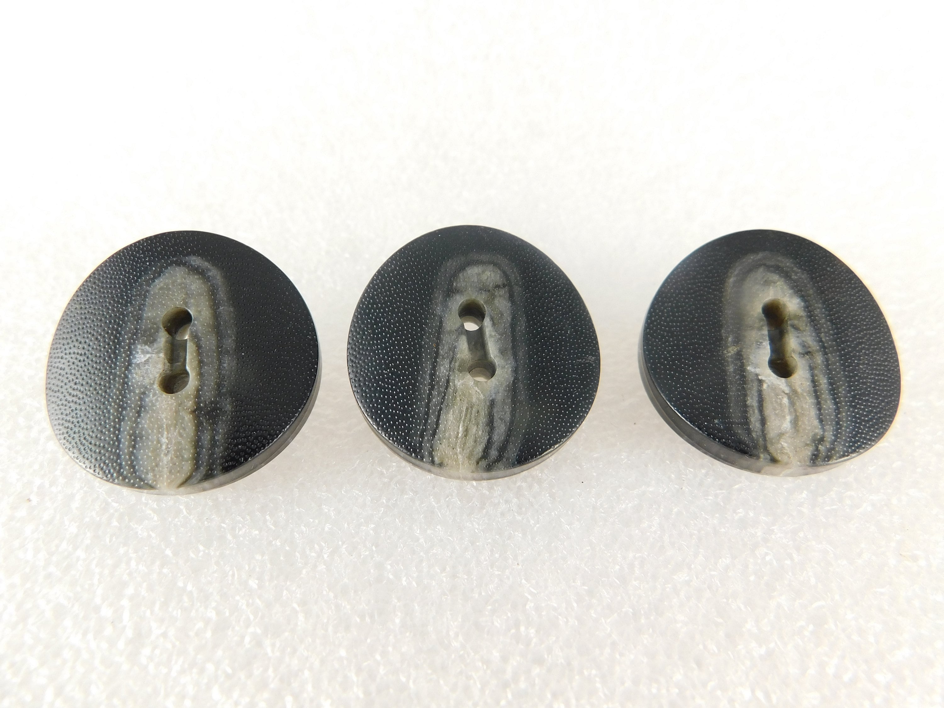 Vintage Trio of Gray & Black Composite Coat Buttons From 70's, Vintage ...