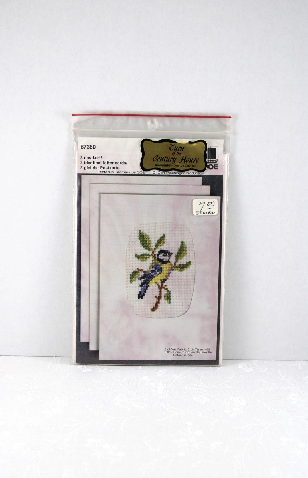 Vintage Bluebird Card Kit Made in Denmark, Counted Cross Stitch ...