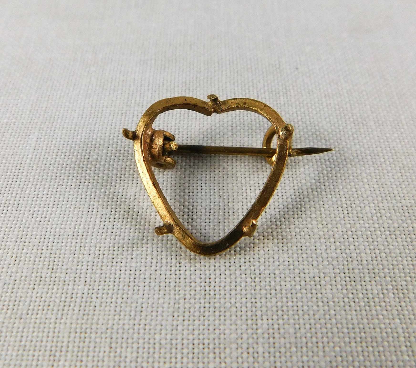 Antique 1860's verified Gold Clad Pronged Brooch Setting for Heart ...