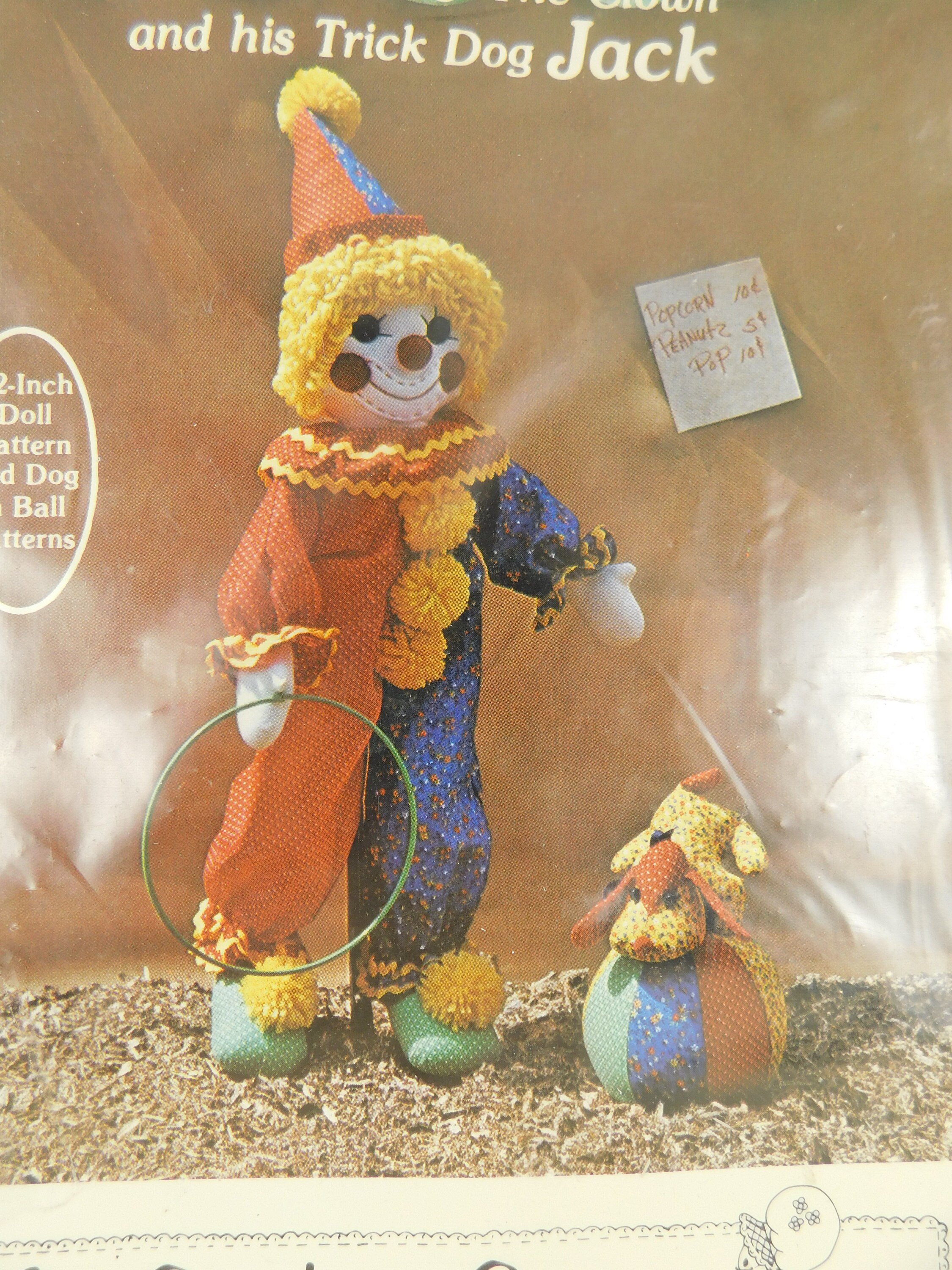 1980 crackers & Jack, by Cranston Print Works, Clown/dog Stuffie ...