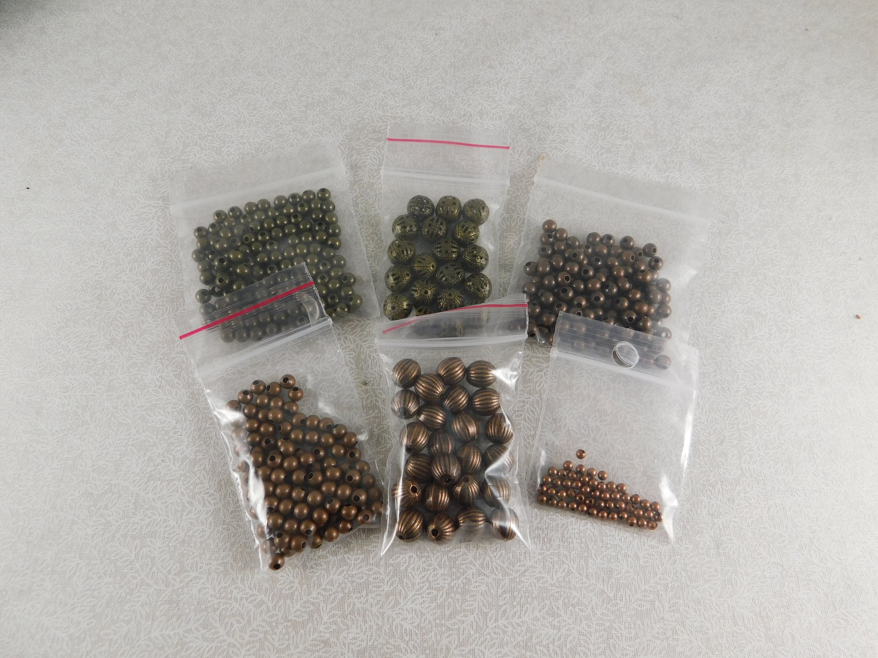 Vintage Antiqued Brass & Copper Spacer Beads, 6 Bags400 Pcs., Smooth, Ribbed and Filigree ...