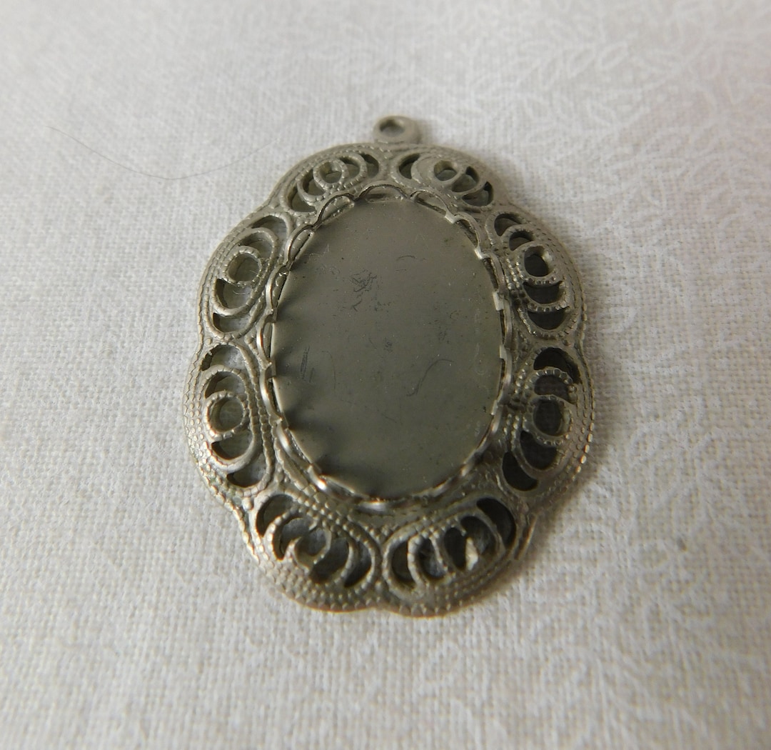 Vintage 1930's 800 Silver Filigree Cabochon Setting, Ornate Filigree ...