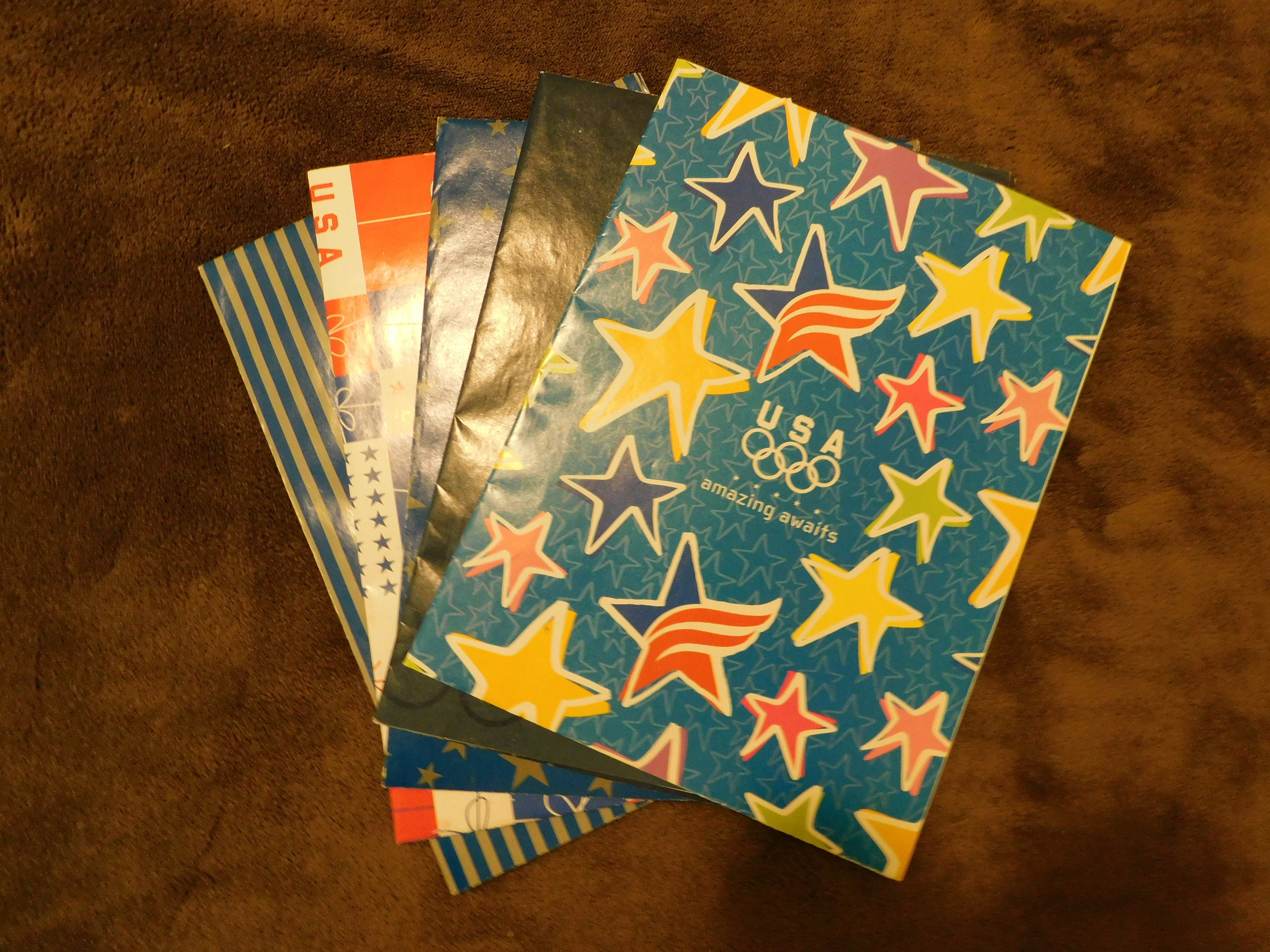 Vintage Masculine and Patriotic Themed Wrapping Paper Lot, 90's ...