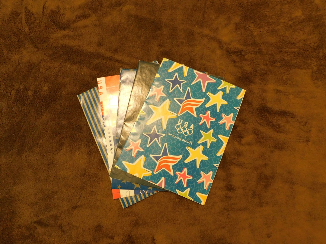 Vintage Masculine and Patriotic Themed Wrapping Paper Lot, 90's ...