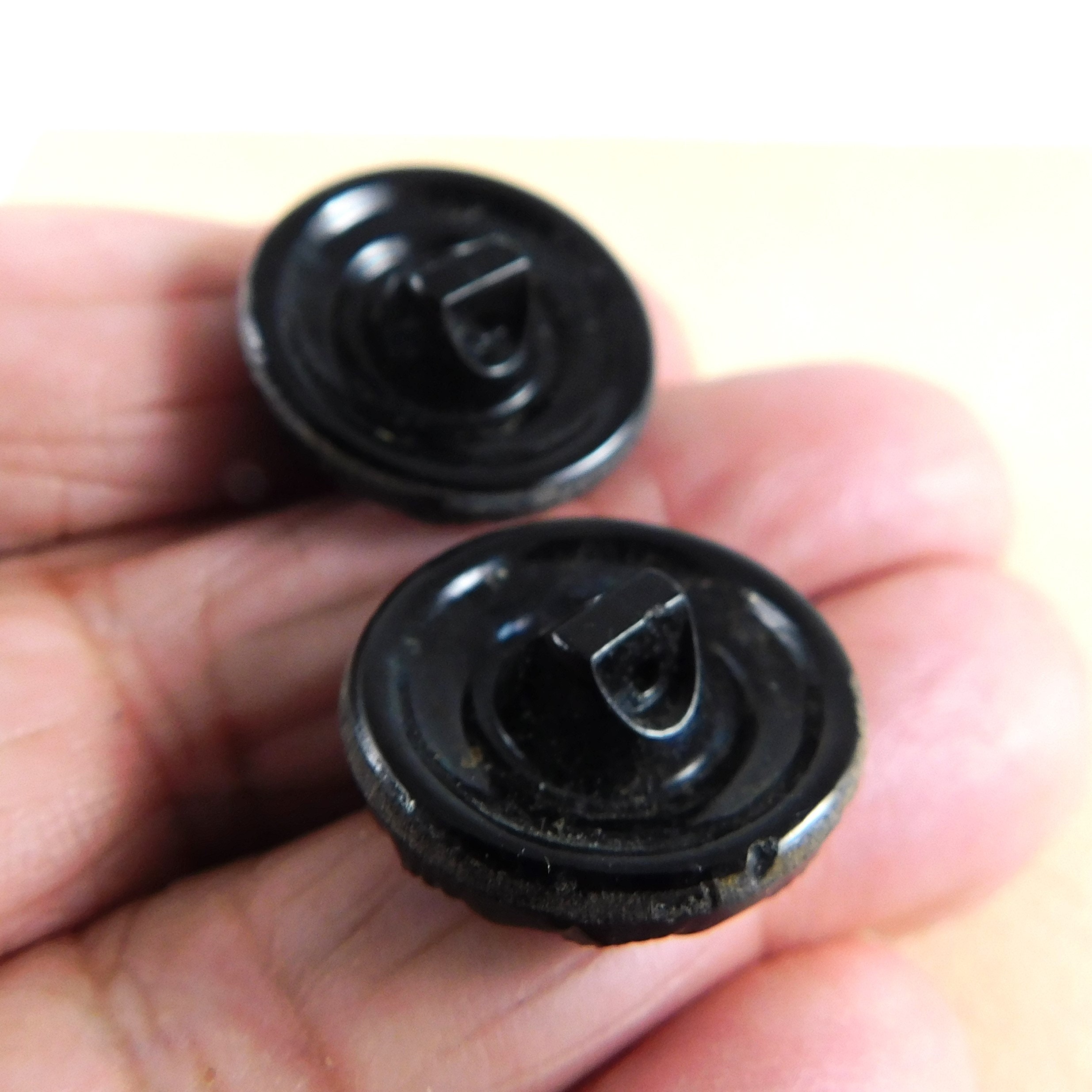 Antique Pair of Black Glass Sunburst Buttons From the 1910's ...