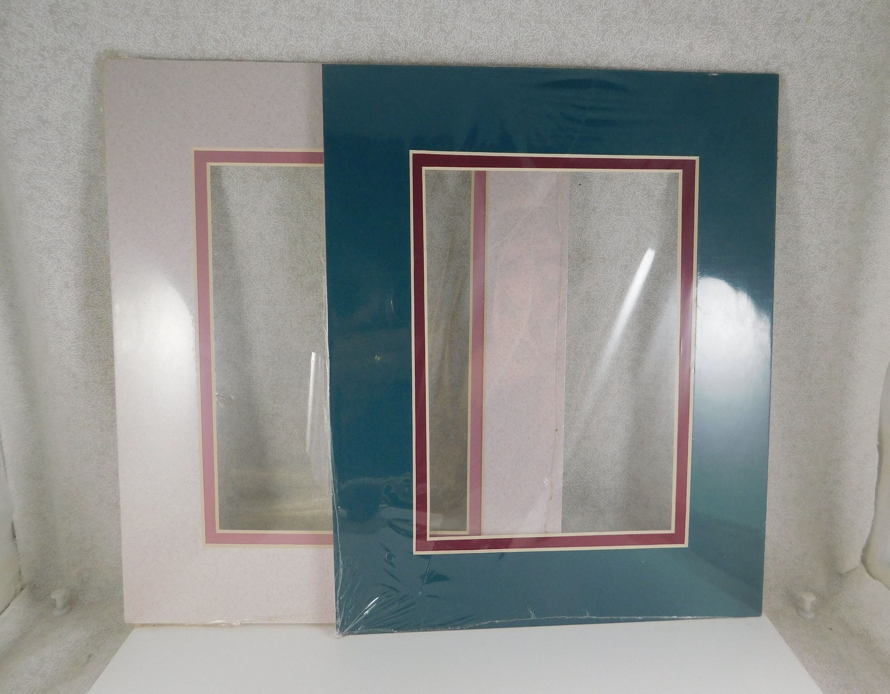 Two 8 X 10 Double Frame Mats, 1980's, DIY Matting, Heather Pink and Dk ...