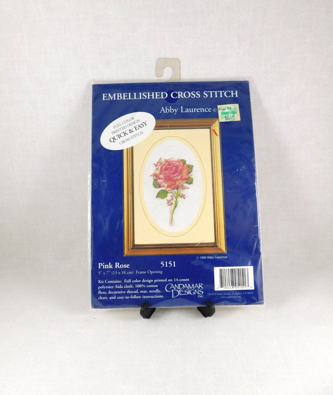 1999 Candamar Design's Embellished Cross Stitch Kit "pink Rose" by ...