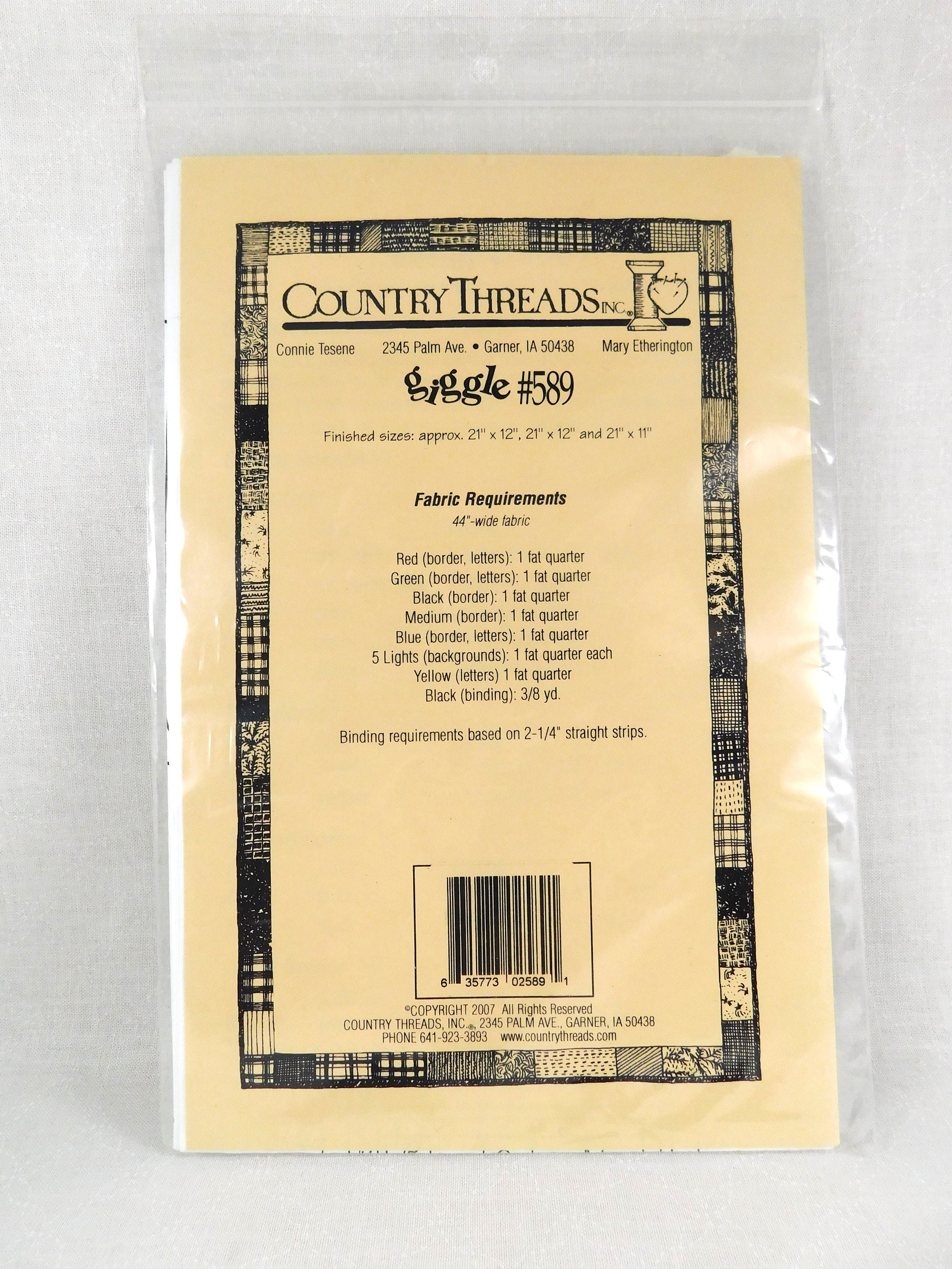 2007 giggle Triple Wall Quilt Patterns by Country Threads 589, UNCUT ...