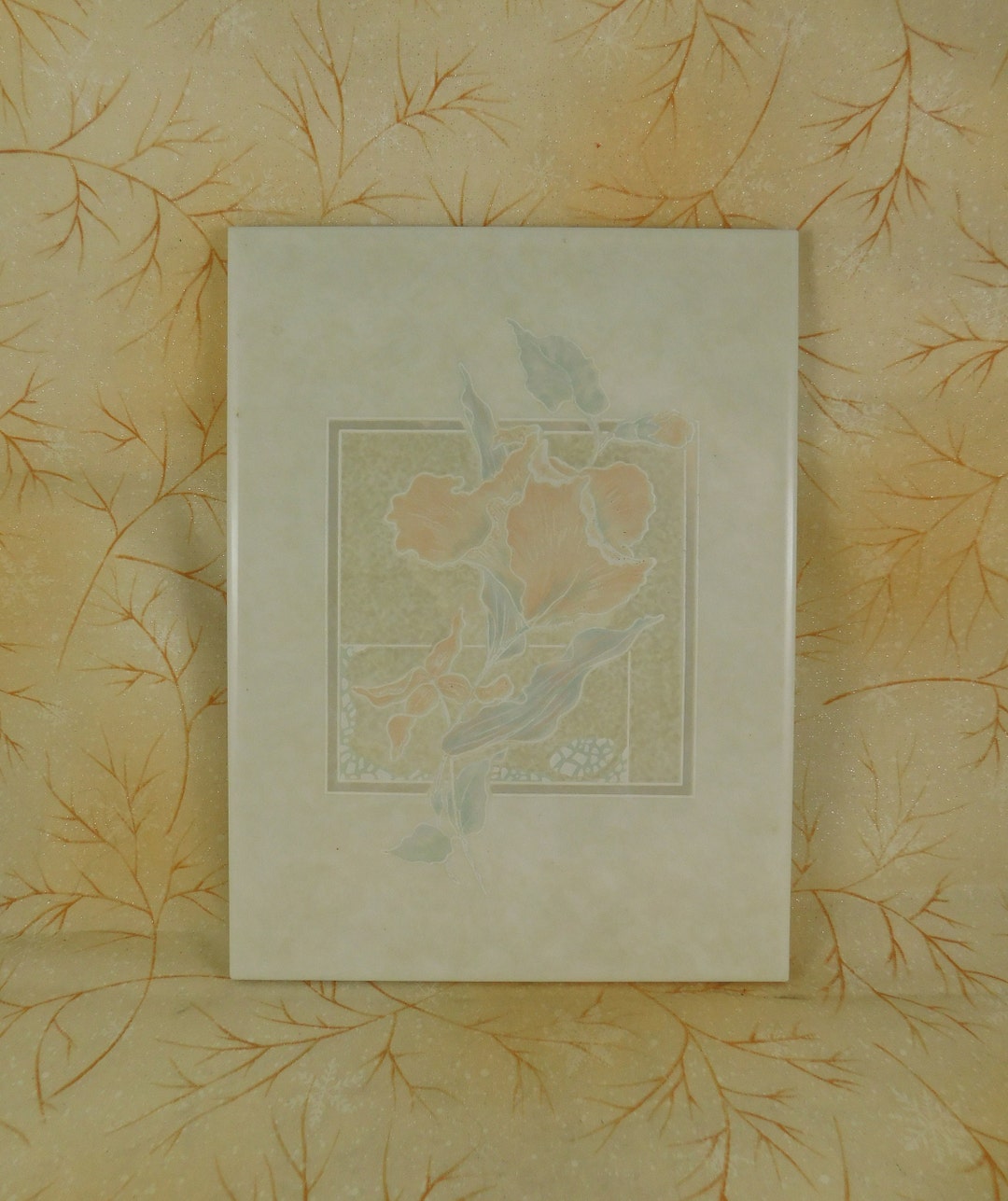 Vintage AZU-V Tile W/pale Peach Florals for Creating Trivets/wall Decor ...