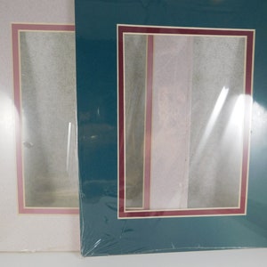 Two 8 X 10 Double Frame Mats, 1980's, DIY Matting, Heather Pink and Dk ...