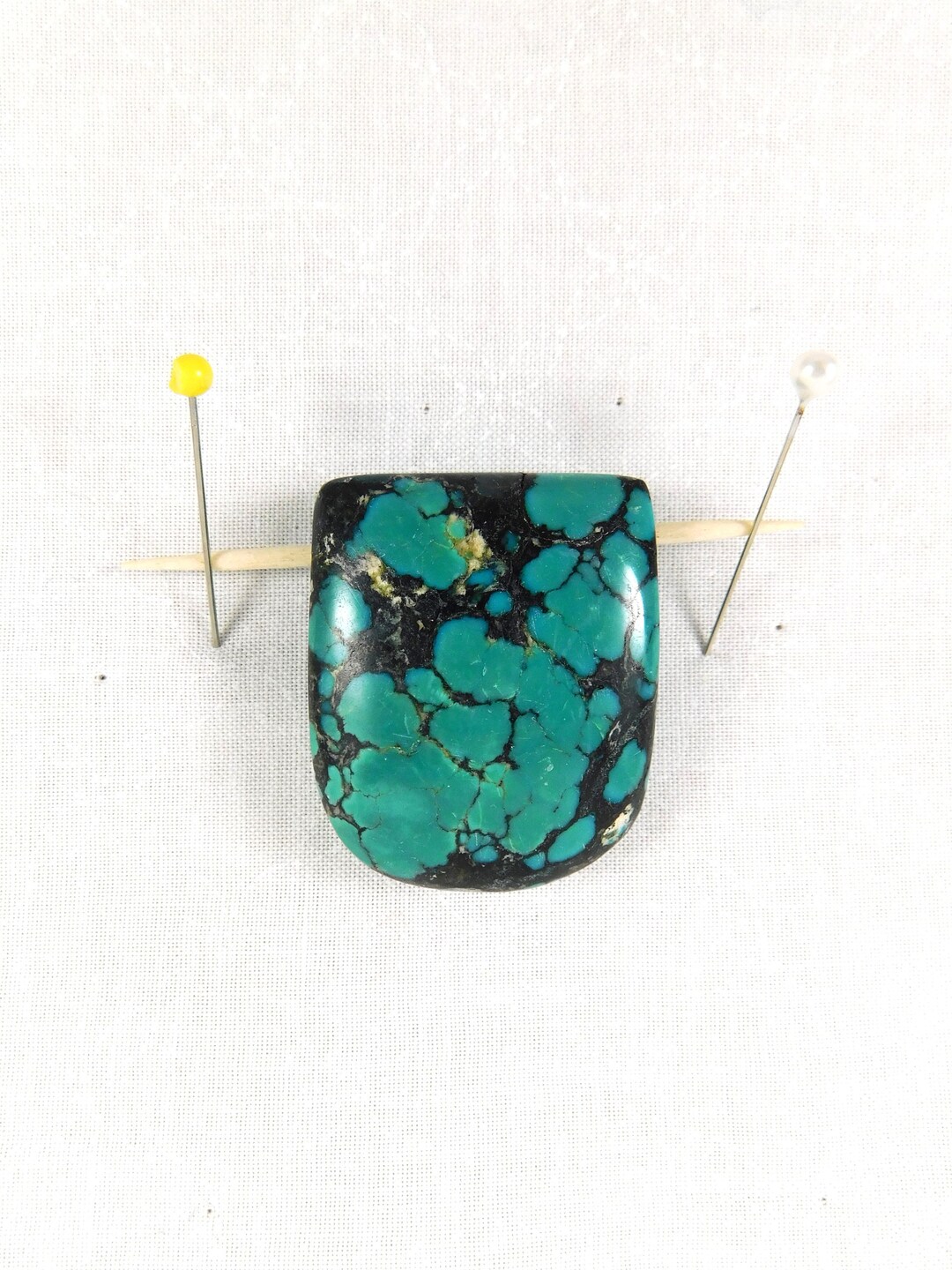 Stunning Vintage Chinese Turquoise Pendant Stone, 28 by 36 MM, Side to ...