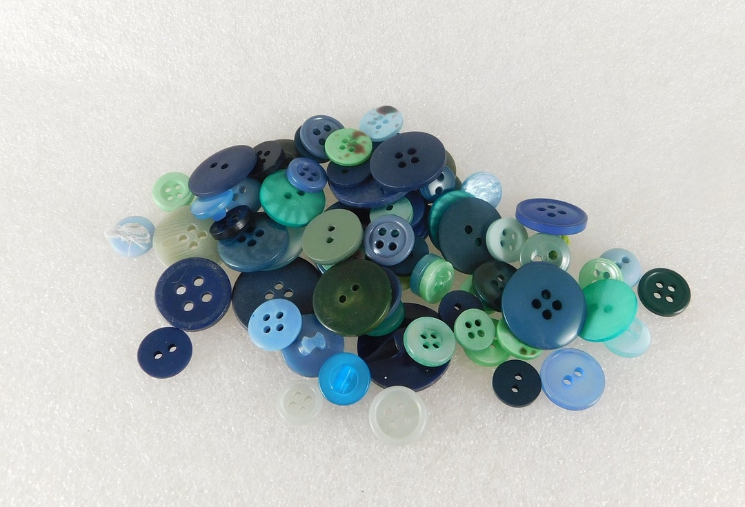 48 Assorted Blue & Green Buttons-1940's/1960's, Some Fancy/some Not ...
