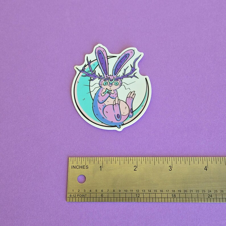 Moon Rabbit Sticker, Cute Bunny Sticker, Bunny and Stars, Vinyl, Water ...