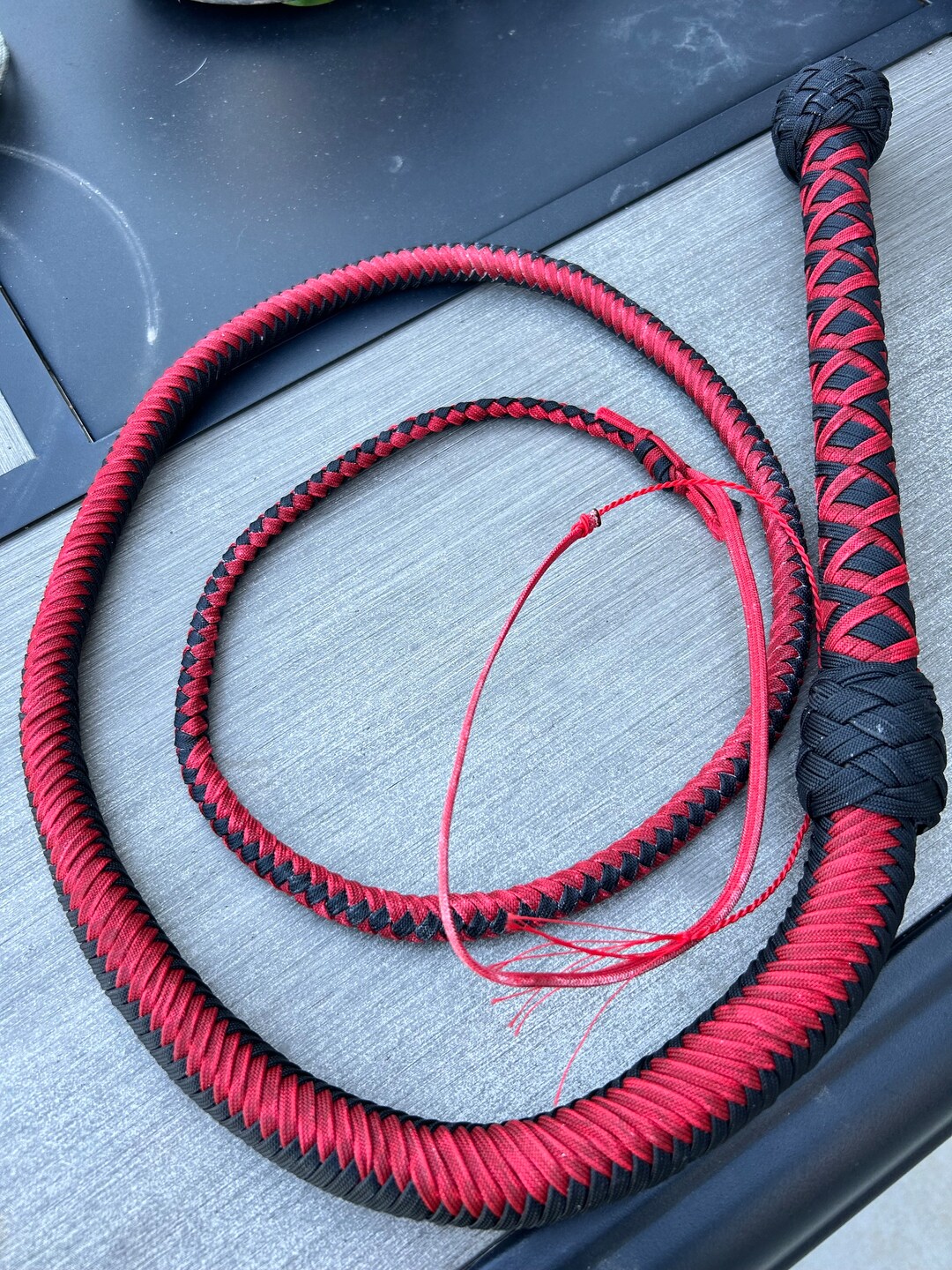 6’ Paracord Bullwhip- 16 Plait Red and Black - Etsy