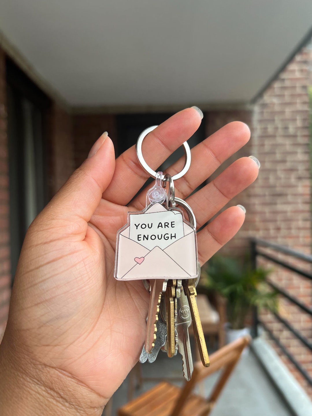 Pink Affirmation Keychain With Aesthetic Positive Message - Etsy