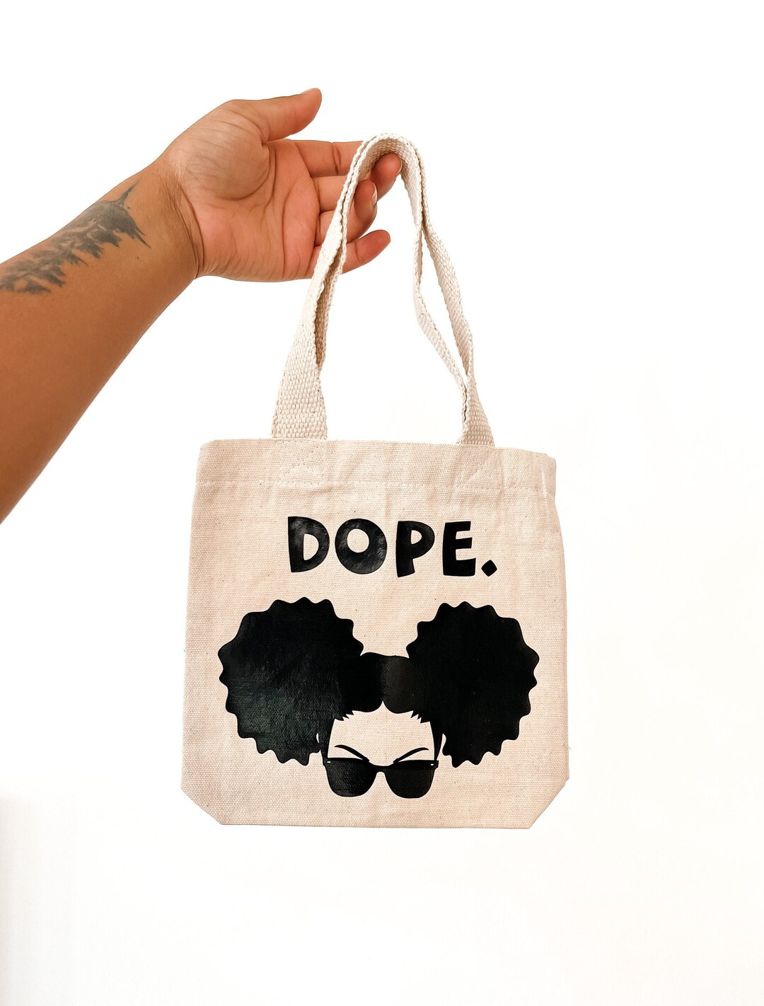 Dope Mini Tote Bag -- Aesthetic Tote Bag, Natural Hair Design, Cotton ...
