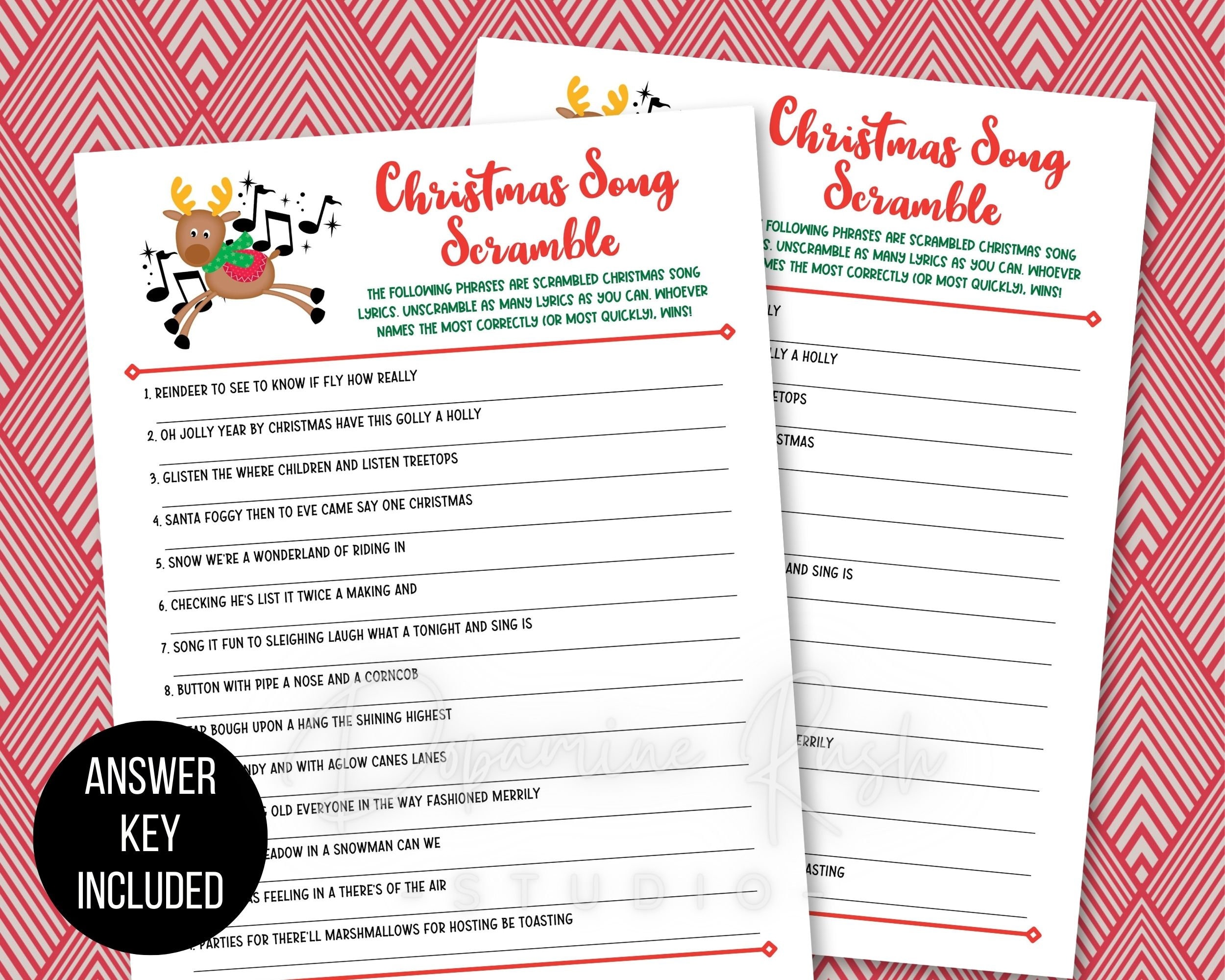 Printable Christmas Song Scramble Game, Unscramble the Christmas ...