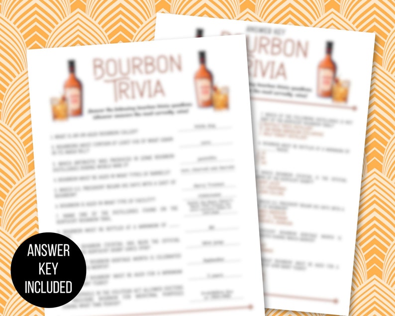 Printable Bourbon Trivia, Bourbon Tasting Games, Whiskey Games, Bourbon ...