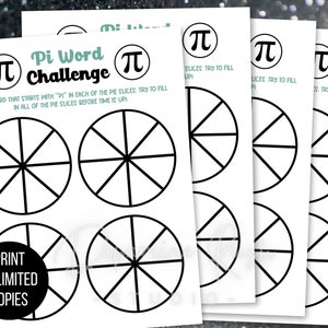Printable Pi Day Word Challenge, Printable Pi Day Games,, March 14th ...