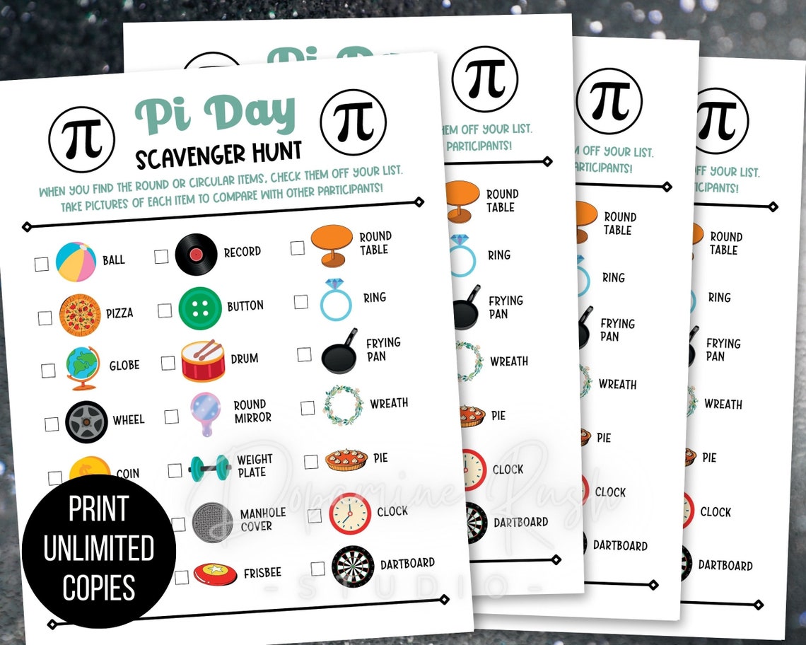 Printable Pi Day Scavenger Hunt, Printable Pi Day Games,, March 14th Pi ...