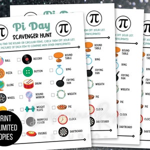 Printable Pi Day Scavenger Hunt, Printable Pi Day Games,, March 14th Pi ...