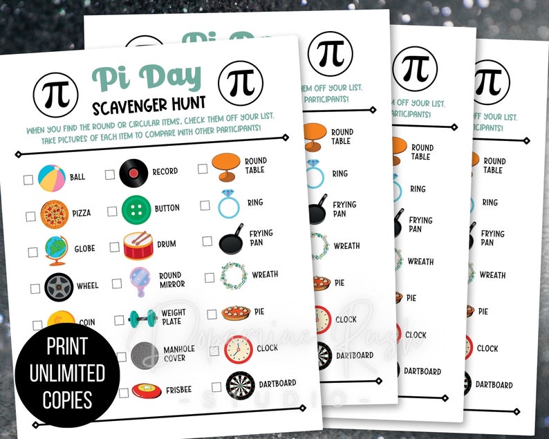 Printable Pi Day Scavenger Hunt, Printable Pi Day Games,, March 14th Pi ...