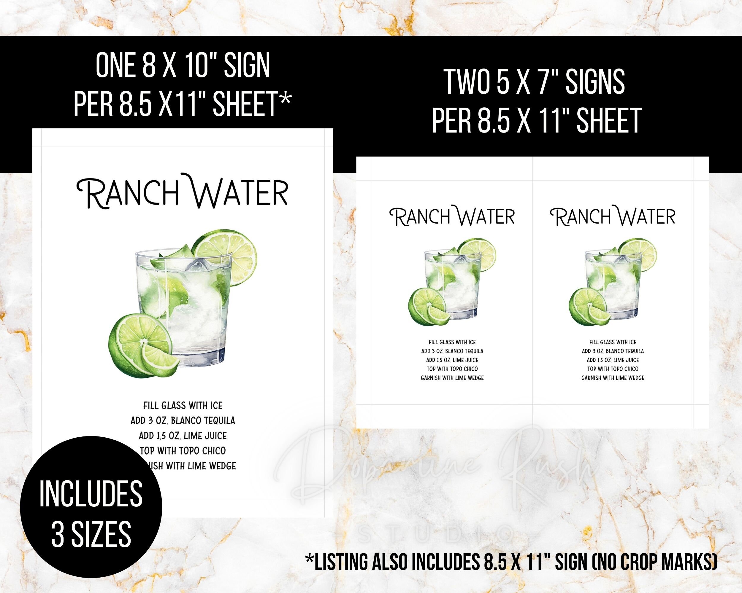 Printable Self-serve Ranch Water Cocktail 8x10” Sign, Ranch Water ...