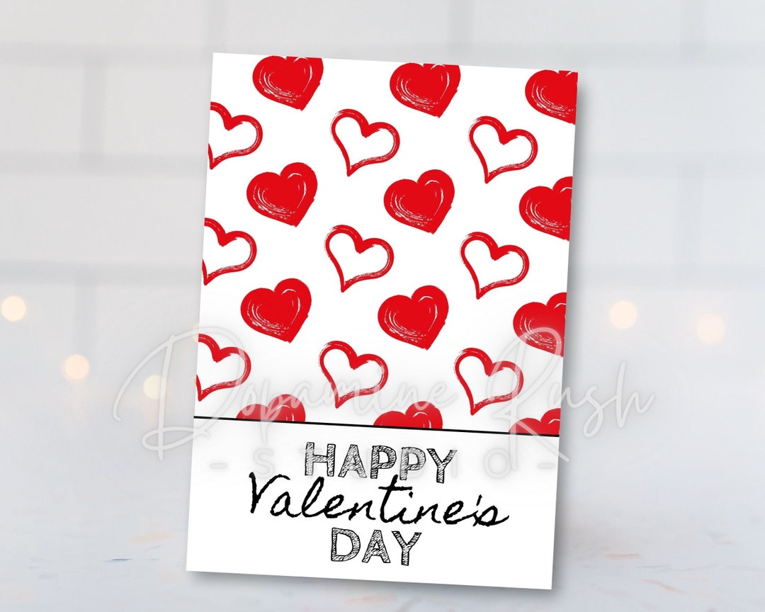 Printable Valentine’s Day Cookie Card 3.5 X 5”, Happy Valentine’s Day ...