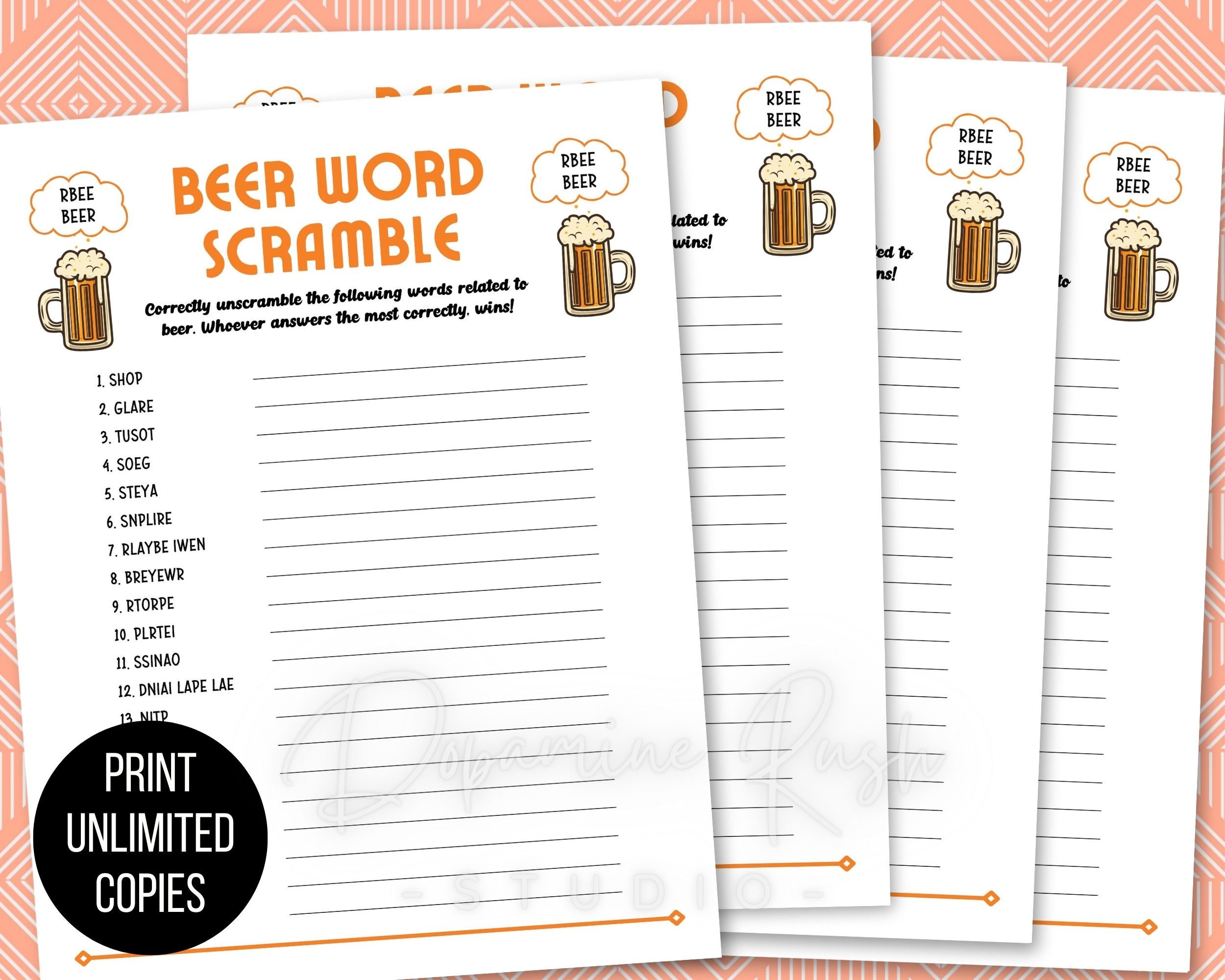 Printable Beer Word Scramble, Beer Games, Games for Adults, Printable ...