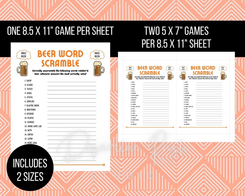 Printable Beer Word Scramble, Beer Games, Games for Adults, Printable ...