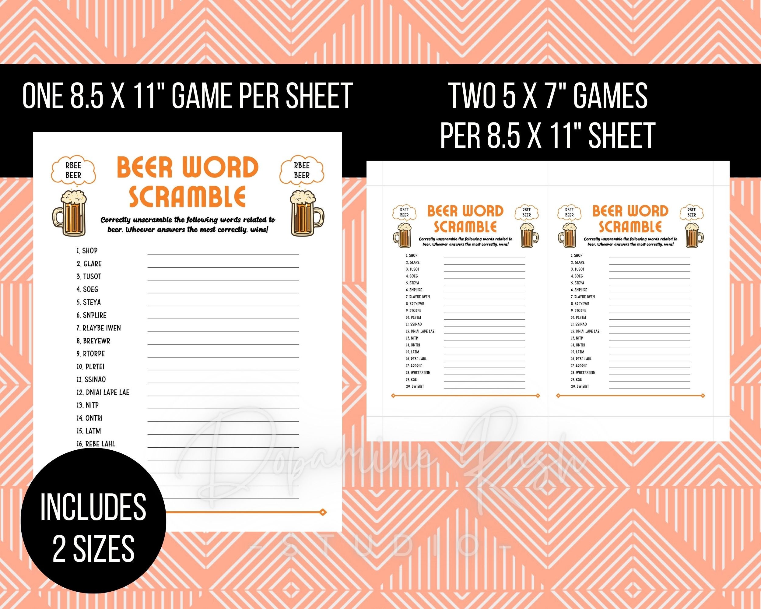 Printable Beer Word Scramble, Beer Games, Games for Adults, Printable ...