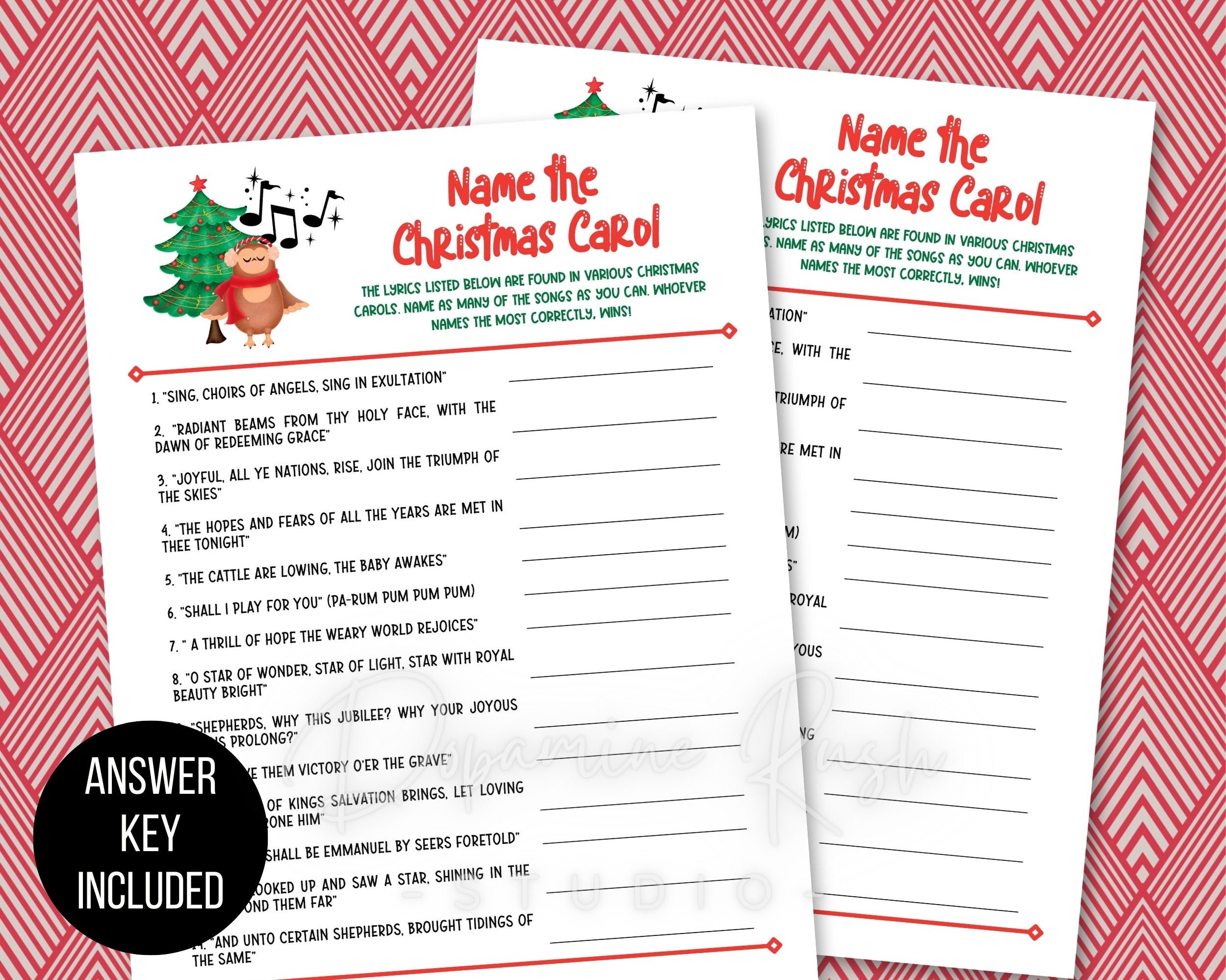 Printable Name the Christmas Carol Game, Religious Christmas Song ...