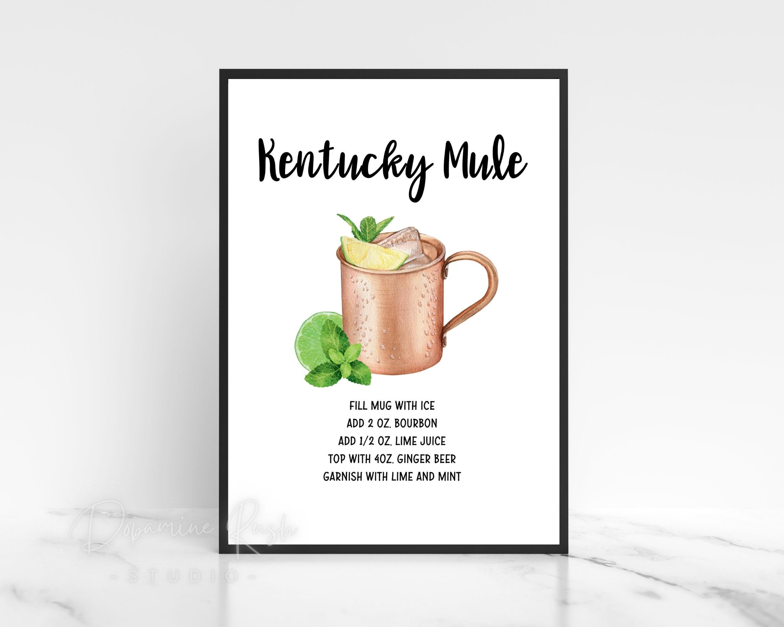 Printable Self-serve Kentucky Mule Cocktail 8x10” Sign, Cocktail Recipe ...