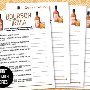Printable Bourbon Trivia, Bourbon Tasting Games, Whiskey Games, Bourbon ...