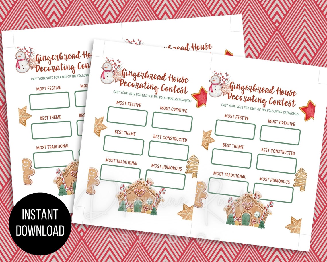 Printable Gingerbread House Decorating Contest 5x7" Voting Ballot ...