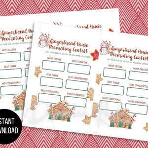 Printable Gingerbread House Decorating Contest 5x7" Voting Ballot ...