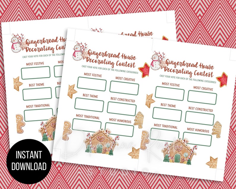 Printable Gingerbread House Decorating Contest 5x7" Voting Ballot ...