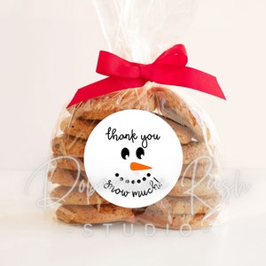 Printable Thank You Snow Much 2” Round Cookie Tags, Christmas Cupcake ...