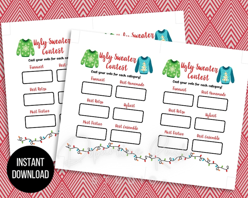 Printable Ugly Sweater Contest 5 X 7" Voting Ballot, Ugly Sweater ...