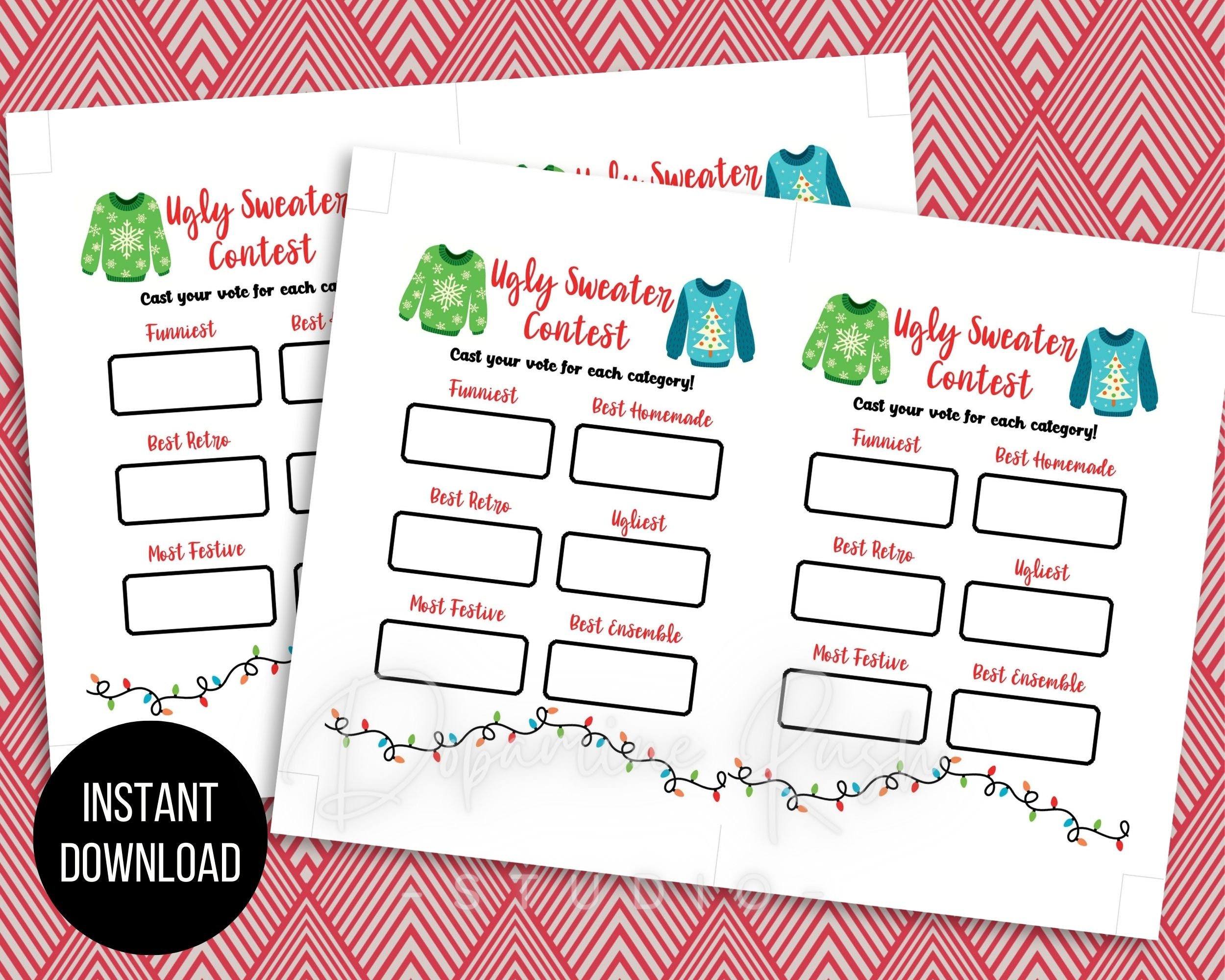 Printable Ugly Sweater Contest 5 X 7" Voting Ballot, Ugly Sweater ...