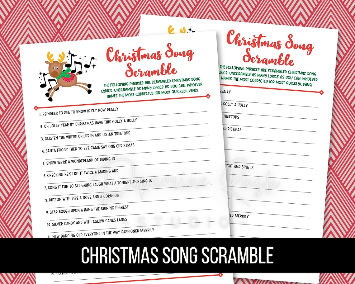 Printable Christmas Song Scramble Game, Unscramble the Christmas ...